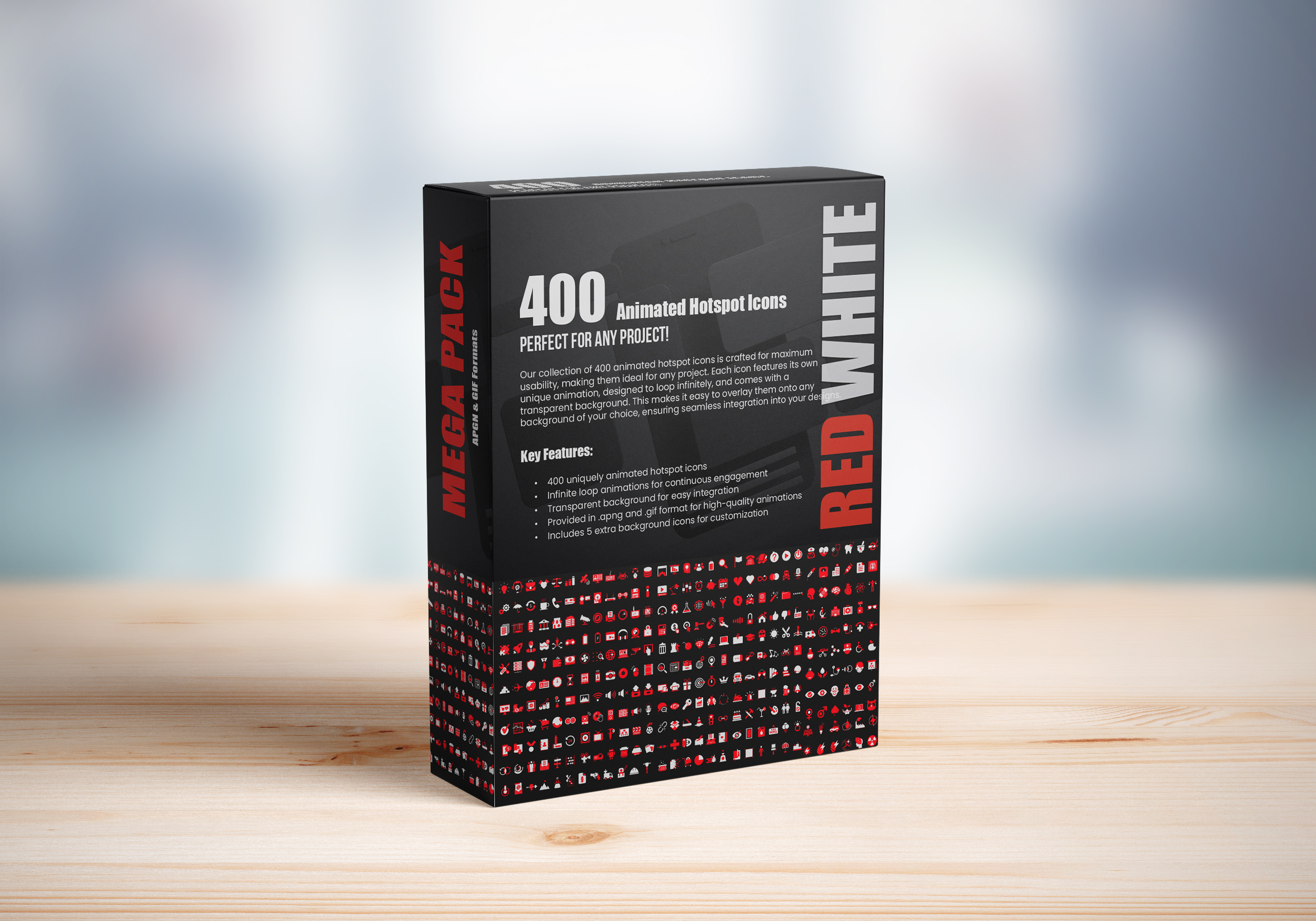 Mega Pack 400 Animated Icons Hotspots – Red/White – 3DVista Marketplace