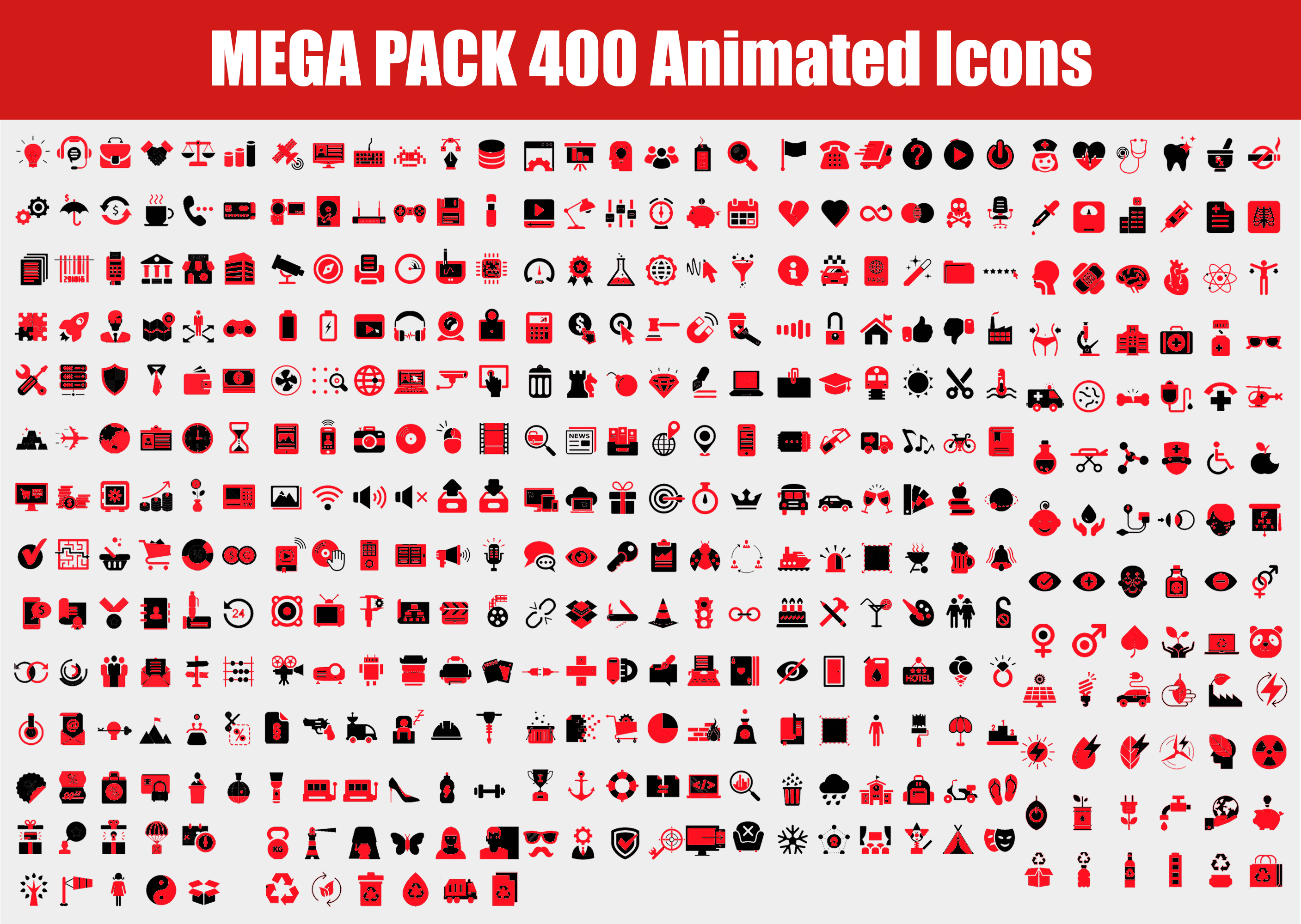 400-Animated-Icons-Complete-Collections-Software-Mega-Pack-Black-and ...