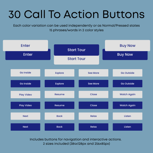 Animated CTA Buttons – Light Gray & Navy Blue – 3DVista Marketplace